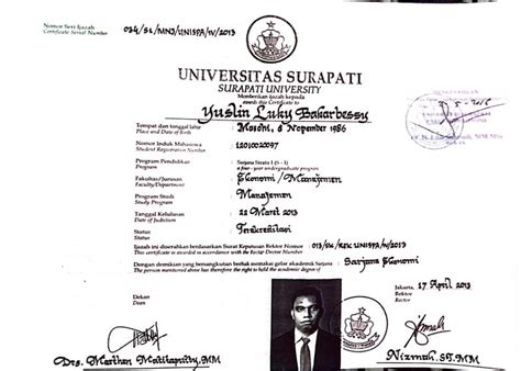 Ijasah Dan Transkip Nilai Yuslin Luky Bakarbessy