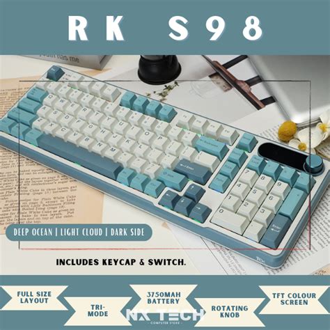 RK Royal Kludge RK S98 98 Key Tri Mode RGB Wired Bluetooth 2 4G Wireless 3 Modes With TFT Screen