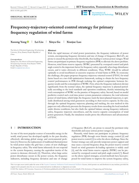 Pdf Frequency‐trajectory‐oriented Control Strategy For Primary Frequency Regulation Of Wind Farms
