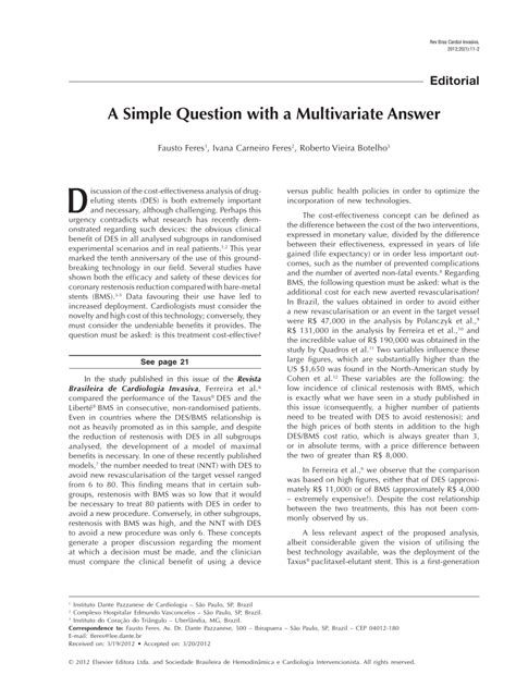 PDF A Simple Question With A Multivariate Answer