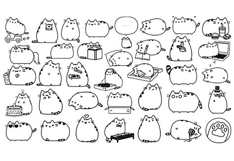 Kawaii Pusheen Para Colorear Imprimir E Dibujar Coloringonlycom