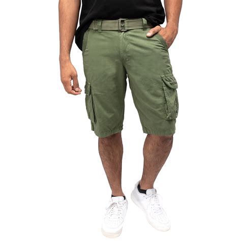 Raw X Mens Belted 125 Inseam Knee Length Cargo Shorts Grass 40