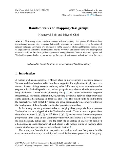 Pdf Random Walks On Mapping Class Groups