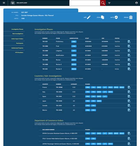 Usitcs Investigation Database System On Behance