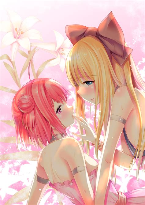 Rule 34 Ahoge Akaza Akari Armband Blonde Hair Blue Eyes Bow Breasts