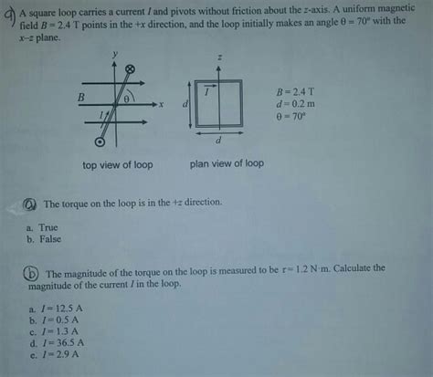 Solved A Square Loop Carries A Current I And Pivots Without Chegg