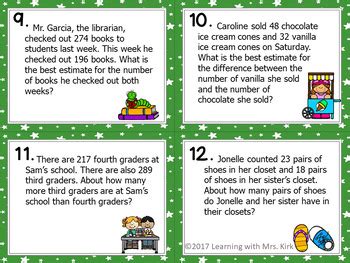 Estimating Sums And Differences Task Cards Word Problems TpT