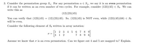Consider The Permutation Group Sn For Any