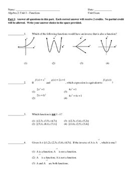 Common Core Algebra Unit Assessment Functions TpT