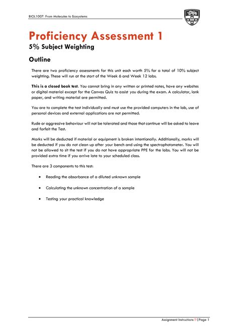 Proficiencyassessmentinstructions Biol1007 From Molecules To