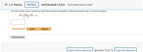 Solved 1 [0 1 Points] Details Previous Answers Aufcolalg8