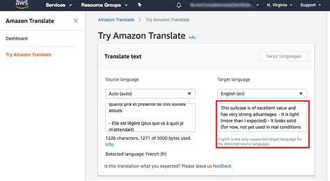 使用 Amazon Translate 在云端进行不同语言之间的文本翻译