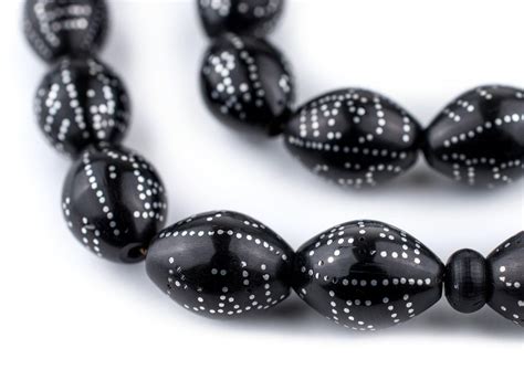33 Names Of Allah Oval Silver Inlaid Arabian Prayer Beads Islamic