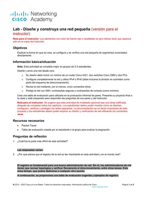 1781 Lab Design And Build A Small Network Ilm Pdf Red De