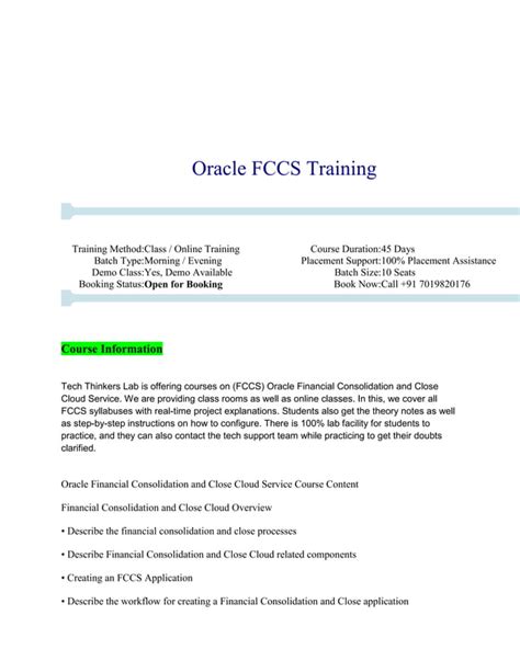 Fccs Training Pdf