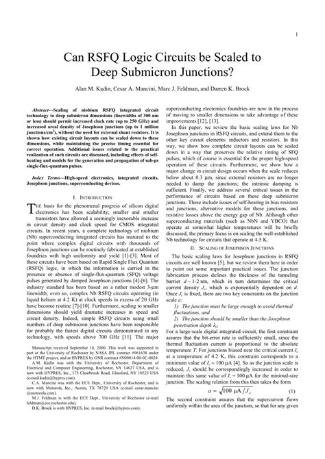 Pdf Can Rsfq Logic Circuits Be Scaled To Deep Submicron Junctions