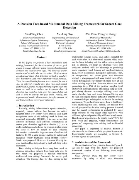 Pdf A Decision Tree Based Multimodal Data Mining Framework For Soccer Goal Detection