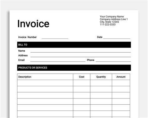 Invoice Template Pdf Google Docs Word Business Invoice Etsy Invoice Template Word Receipt