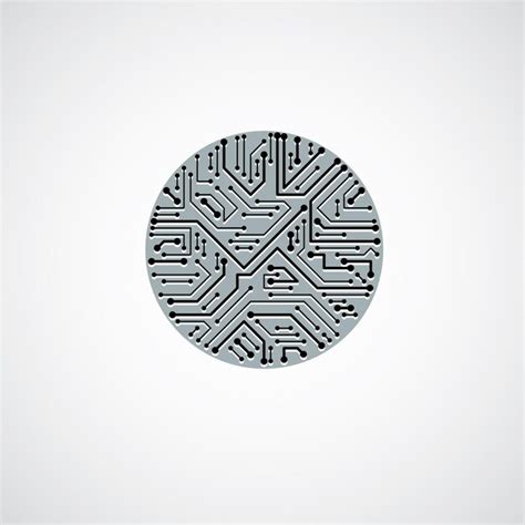 Premium Vector Vector Abstract Technology Illustration With Round Monochrome Circuit Board
