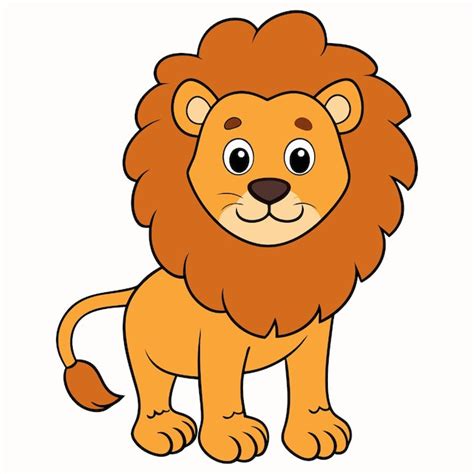 바탕 에 고립 된 귀여운 사자 만화 프리미엄 벡터