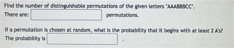 Solved Find The Number Of Distinguishable Permutations Of