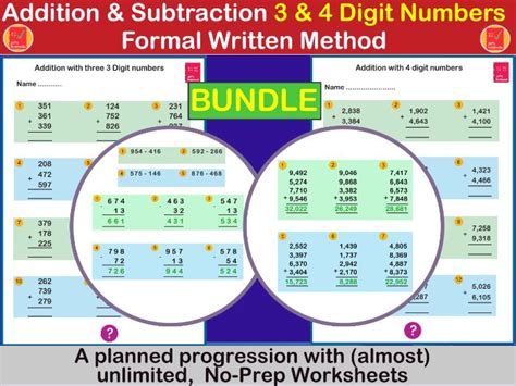 Add And Subtract AND Digit Numbers Formal Written Method BUNDLE Teaching Resources