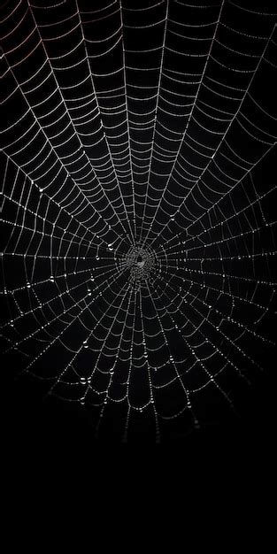 Premium Ai Image Spiderweb On Black Darkness Background Real Cobweb
