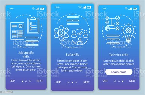 기술 블루 그라데이션 온보딩 모바일 앱 페이지 화면 벡터 템플릿 기술에 대한 스톡 벡터 아트 및 기타 이미지 기술 부드러움 Qualification Round