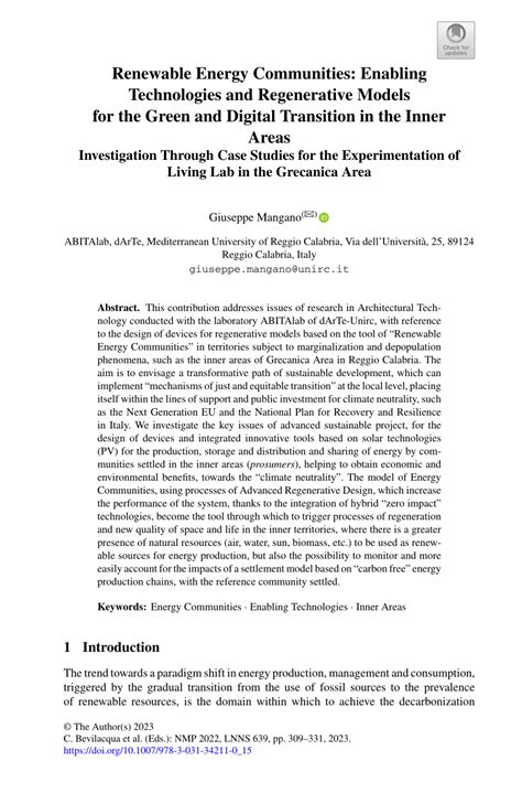 Pdf Renewable Energy Communities Enabling Technologies And Regenerative Models For The Green