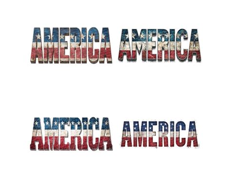 America Bold Flag Text Png Clipart 12x Patriotic Typography Art Set