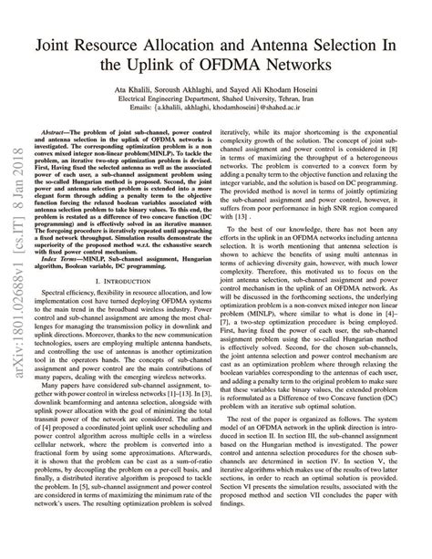 Joint Resource Allocation And Antenna Selection In The Uplink Of Ofdma Networks Deepai