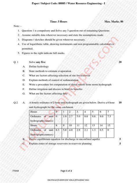te civil sem6 wre1 cbcgs dec19 pdf water water and the environment