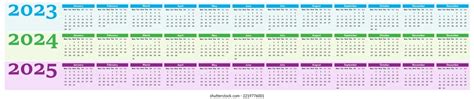 Next Three Years Horizontal Calendars Stock Illustration 2219776001