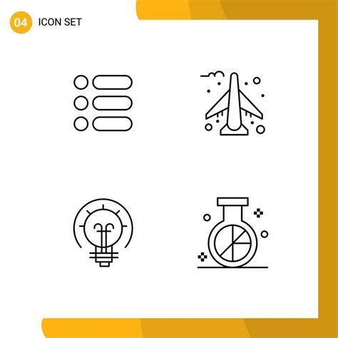 User Interface Pack Of 4 Basic Filledline Flat Colors Of List Idea Write Plane Engine Editable