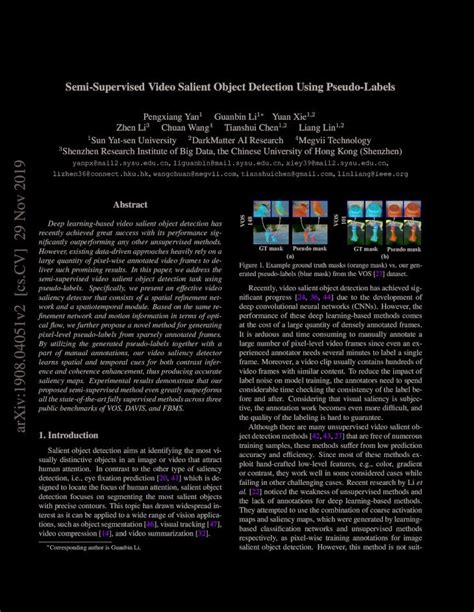 PDF Semi Supervised Video Salient Object Detection Using Pseudo Semi
