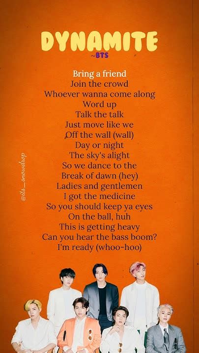 Dynamite Bts Lyrics Dynamite Bts Lyrics Trending Shorts