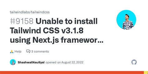 unable to install tailwind css v3 1 8 using next js framework guide