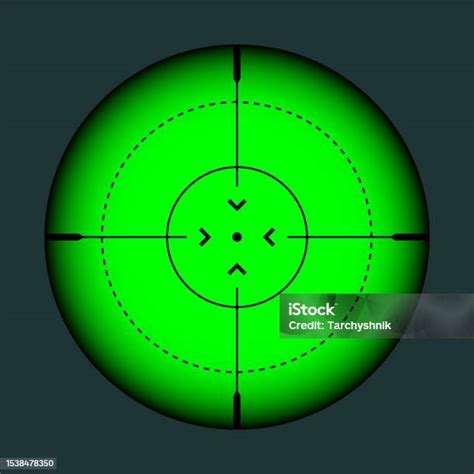 무기 야간 시력 저격 소총 광학 범위 십자선이있는 사냥 총 뷰파인더 조준 촬영 마크 기호 군사 대상 표지판 실루엣 게임 인터페이스 Ui 요소입니다 벡터 일러스트 레이 션 눈