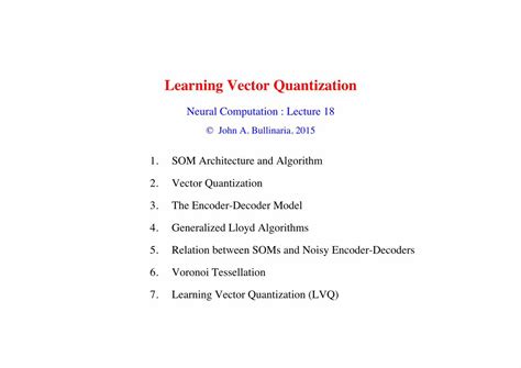 Pdf Learning Vector Quantization University Of Birminghamjxb Inc L18 Pdf · Learning Vector