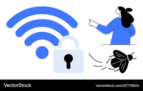Secured Wireless With Tech Support And Bug Vector Image