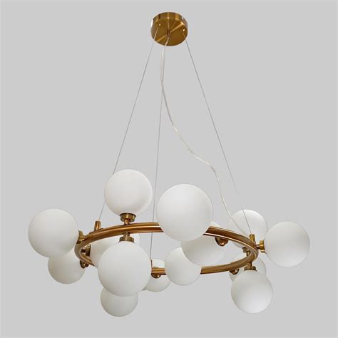 ᐉ Люстра кругла на 15 ламп з кулями Бронзовий Білий 61 J2029 15 Brz Wh • Краща ціна в Києві