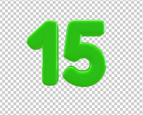 15 Number Fifteen Green Icon 3d Premium Psd