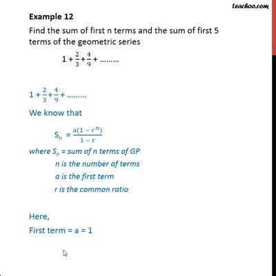 Example Find Sum Of First N Terms And Of First Terms