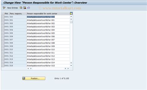 OP10 SAP Tcode Maintain Person Responsible