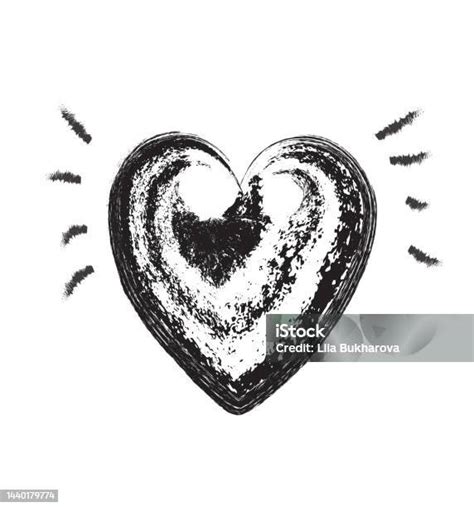 그런지 손으로 그린 하트 발렌타인 데이 복고풍 디자인 요소 벡터 그림 거친에 대한 스톡 벡터 아트 및 기타 이미지 거친 검은색 고풍스런 Istock