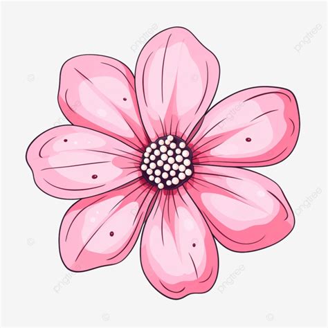 Cute Pink Flower Illustration Flower Clipart Pink Clipart Flower Png