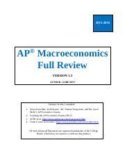 AP Economics Macro Full Review 1 3 Pdf 2015 2016 AP Macroeconomics Full Review VERSION 1 3