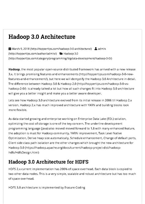 hadoop 3 hadoop 3 architecture march 9 2018 toppertips hadoop 3 0