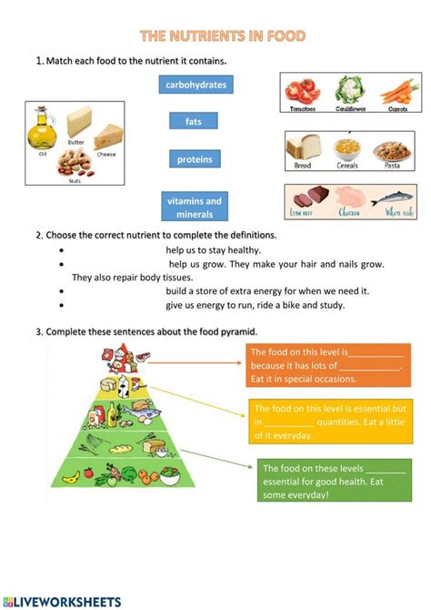 Nutrients In Food And Healthy Habits Worksheet Nutrient Healthy And