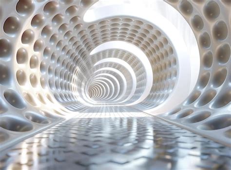 Futuristic Tunnel Made Of Interlocking Rings Premium Ai Generated Image